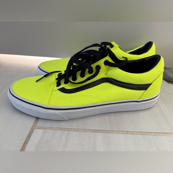 Vans | Shoes | Old School Vans Neon Yellow Black Mens 2 | Poshmark